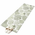 Coastal Sage Green 2'x6' Runner Rug, Ocean Coral Starfish Shell Modern ...