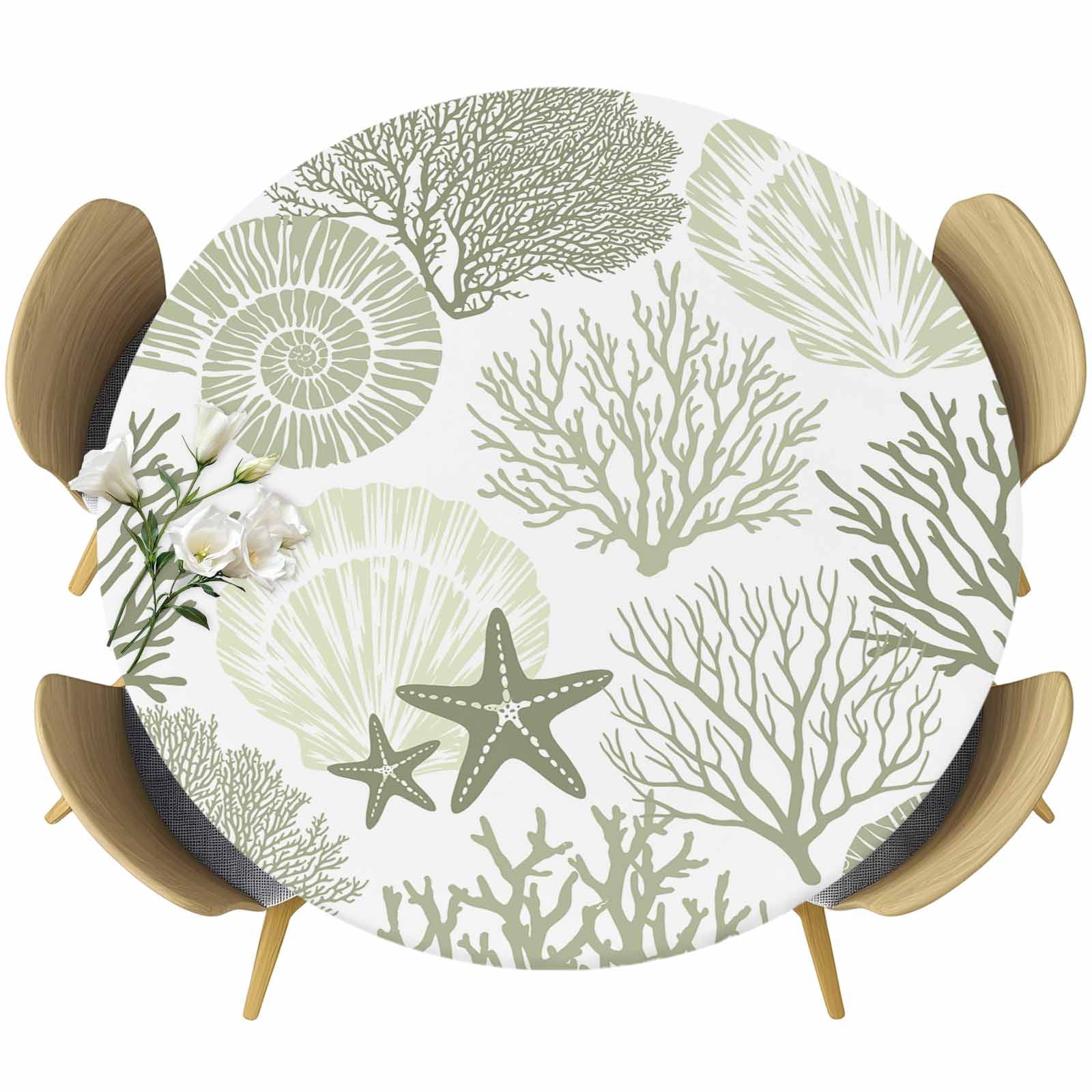 Coastal Sage Green Round Tablecloth 45-54 Inch Round Fitted Table Cloth ...