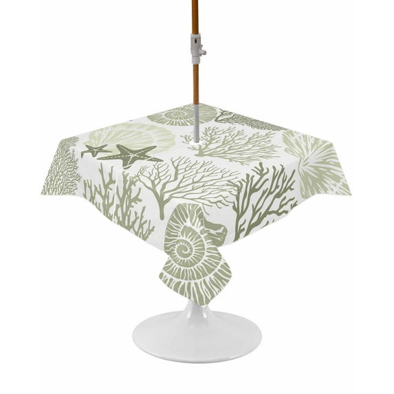 Coastal Sage Green Square Outdoor Tablecloth, Waterproof Table Cloth ...