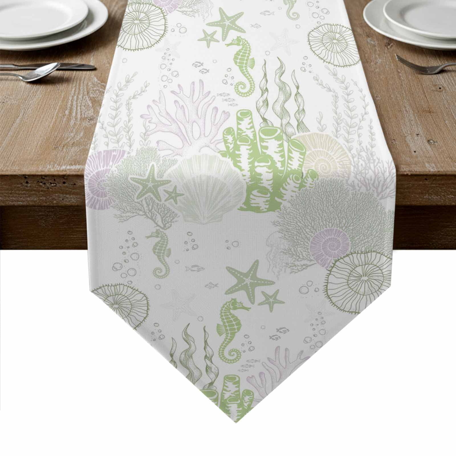 Coastal Sage Green Table Runner Linen Burlap Table Runner 108 Inches ...
