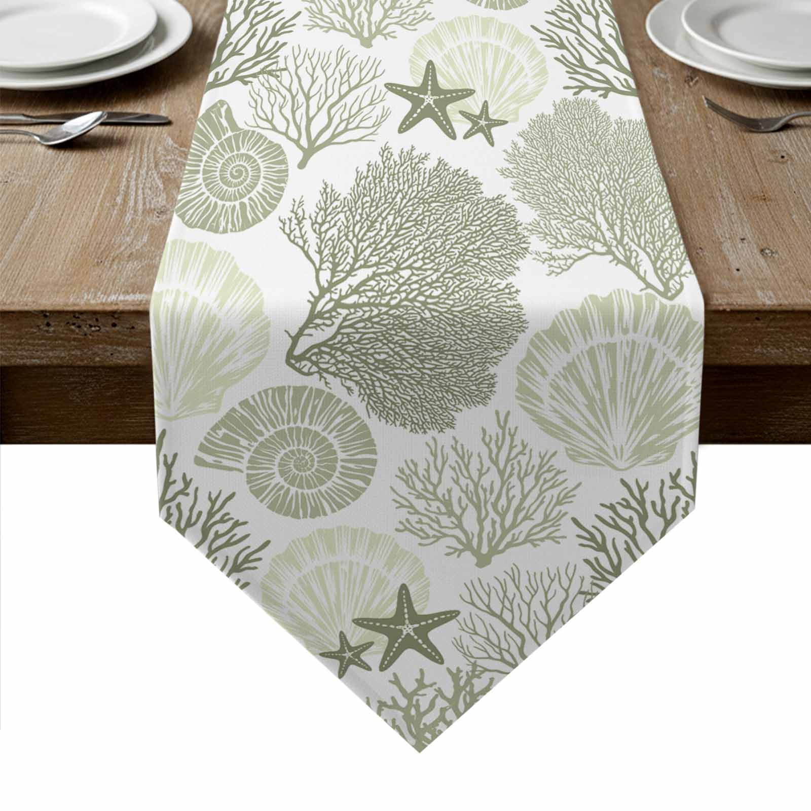 Coastal Sage Green Table Runner Linen Burlap Table Runner 72 Inches ...