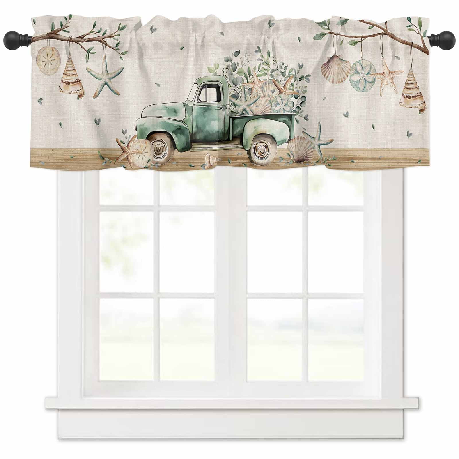 Coastal Sage Green Valances for Windows Farmhouse Kitchen Curtains ...