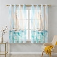 Coastal Sailboat Sheer Curtains 54 Inch Long 2 Panels, Turquoise Ocean ...