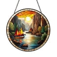 Coastal Sailboat Sunset Window Suncatcher, Stained Glass Ocean Art ...