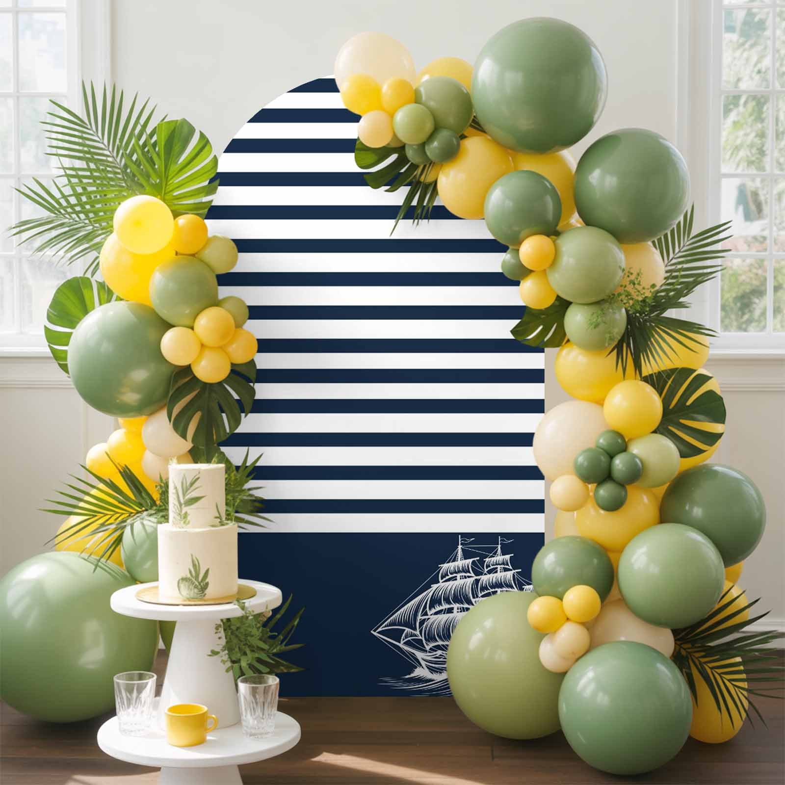 Coastal Sails Arch Backdrop Cover 6.6 FT, Seafaring Navy Blue Nautical ...