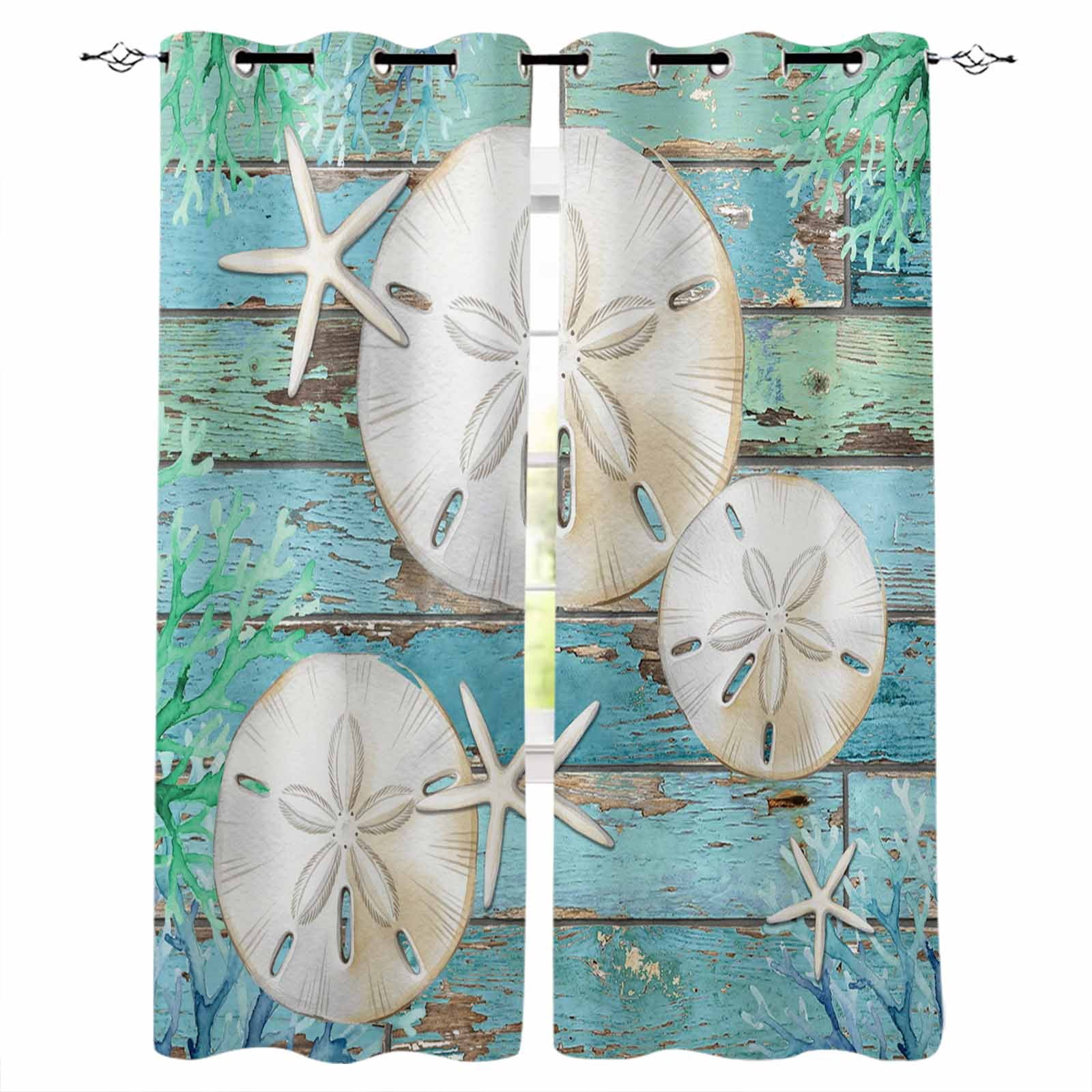 Coastal Sand Dollar Blackout Curtains for Bedroom/Living Room, Thermal ...