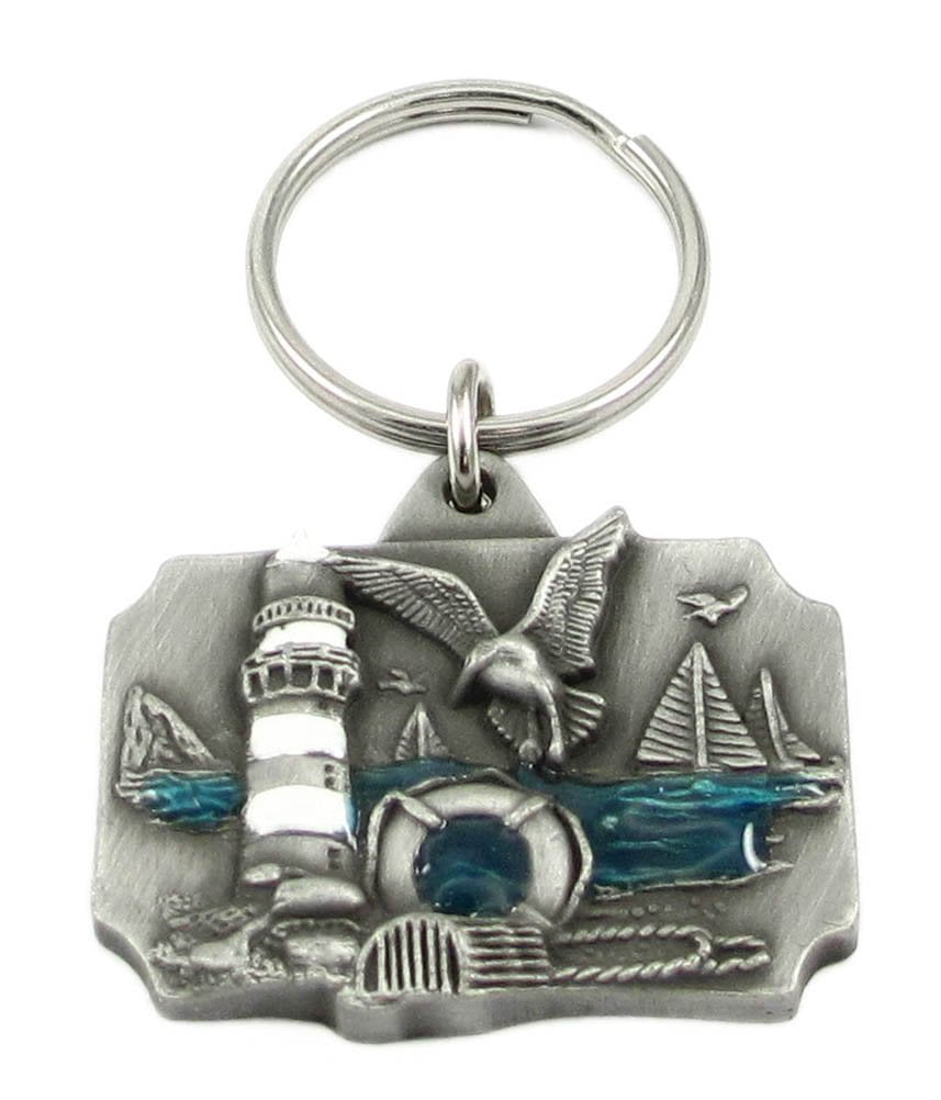 Coastal Scene Pewter Keychain - Walmart.com