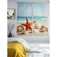 Coastal Sea Conch Shell Starfish Chiffon Sheer Curtains 63 Inches Long ...
