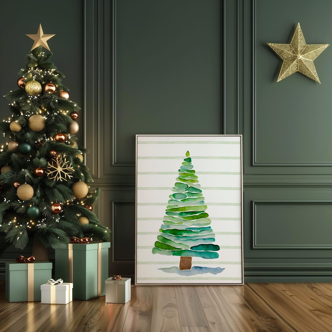 Coastal, Sea Glass Tree Poster, Blue Green Beach Themeddecor, Unframed ...