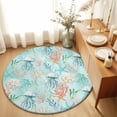Coastal Sea Jellyfish Coral Starfish Round Area Rug 3ft,Living Room Rug ...