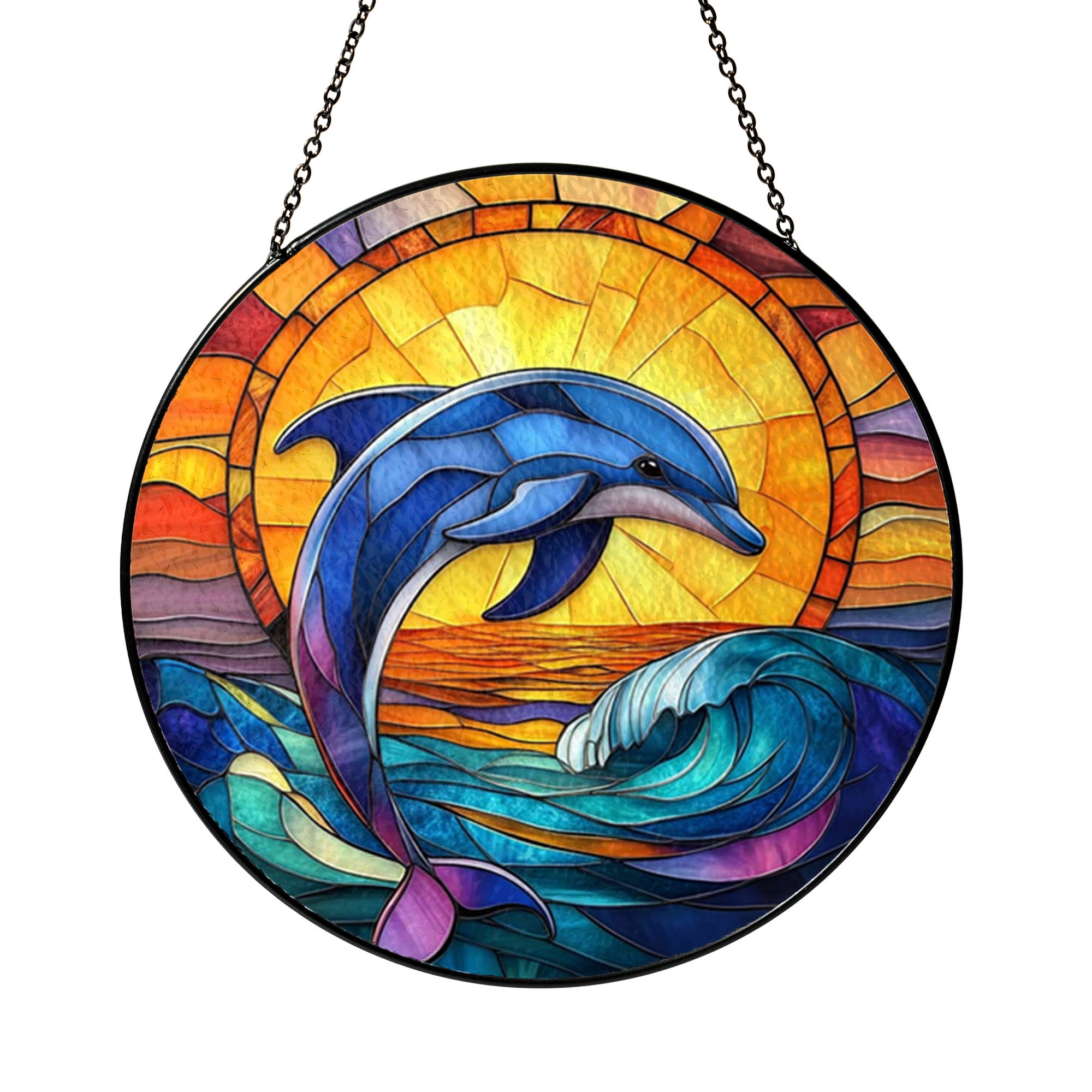 Coastal Sea Life Glass Style Window Hanging – Artistic Home Decoration ...