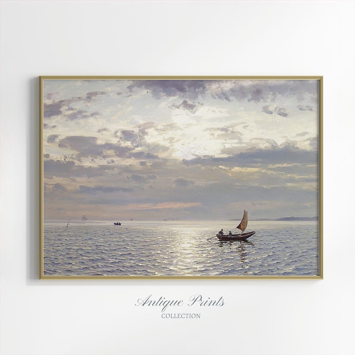 Coastal Sea, Seascape Vintage, Beach Landscape Wall Art, Ocean, Antique ...