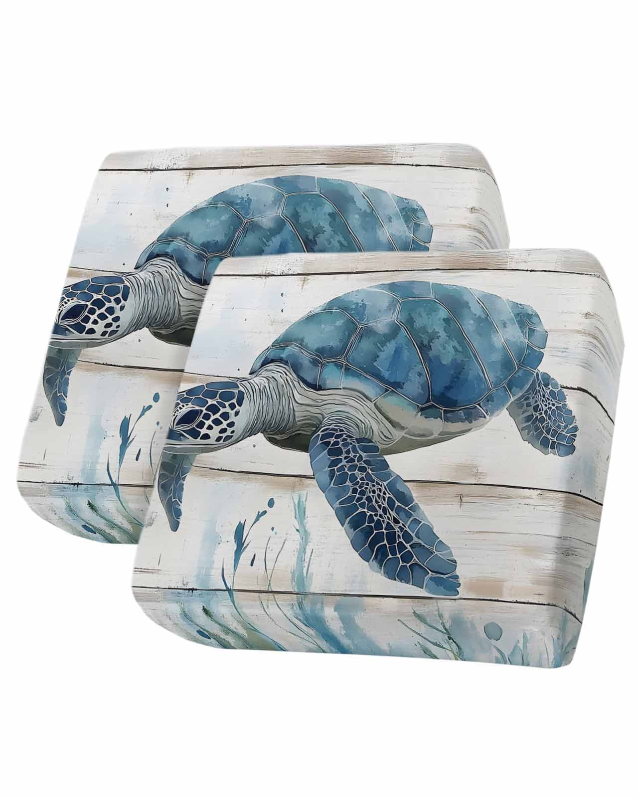 Coastal Sea Turtle Blue Sofa Couch Cushion Covers Washable, Removable ...