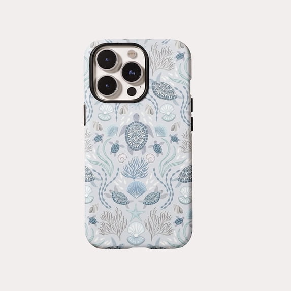 Coastal Sea Turtle Clear Phone Case, Ocean Shell Pattern Protective ...