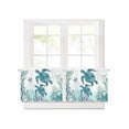 Coastal Sea Turtle Coral Short Blackout Curtains 24 Inch Long,Ocean ...