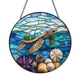 Coastal Sea Turtle Glass Suncatcher – Decorative Ocean Window Art ...