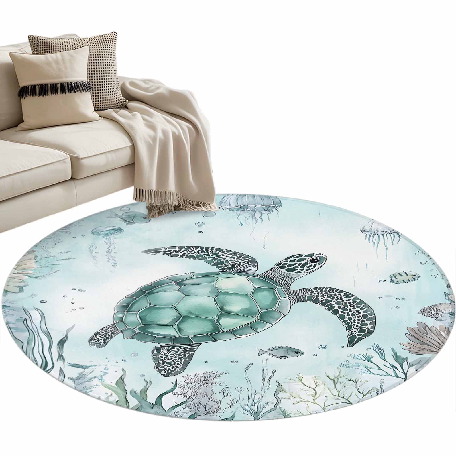 Coastal Sea Turtle Large Area Rugs for Bedroom Living Room, Soft Non ...