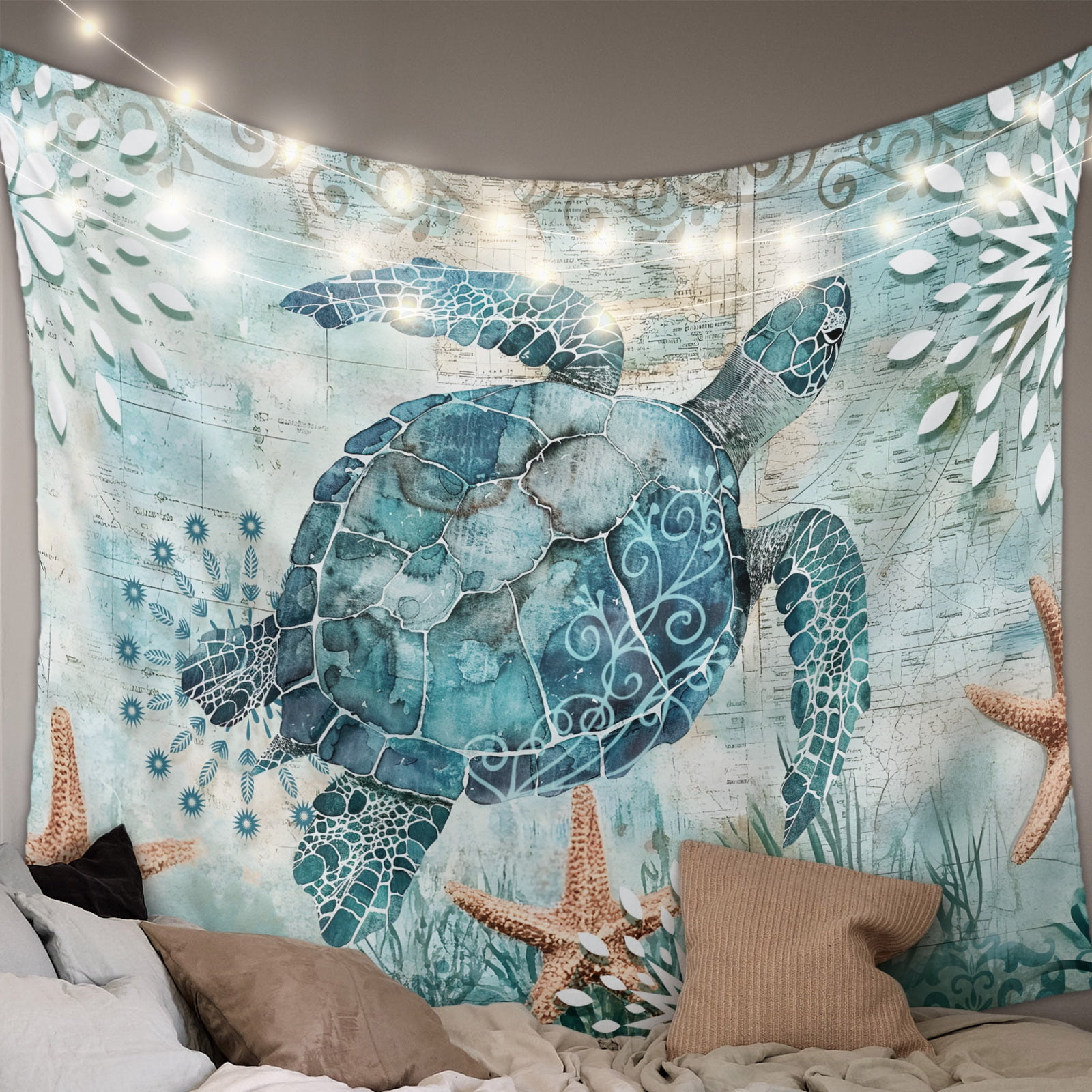 Coastal Sea Turtle Large Tapestry for Bedroom Wall Hanging Tapestry ...