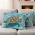 Coastal Sea Turtle Outdoor Waterproof Throw Pillow Covers 20x12 Set of ...