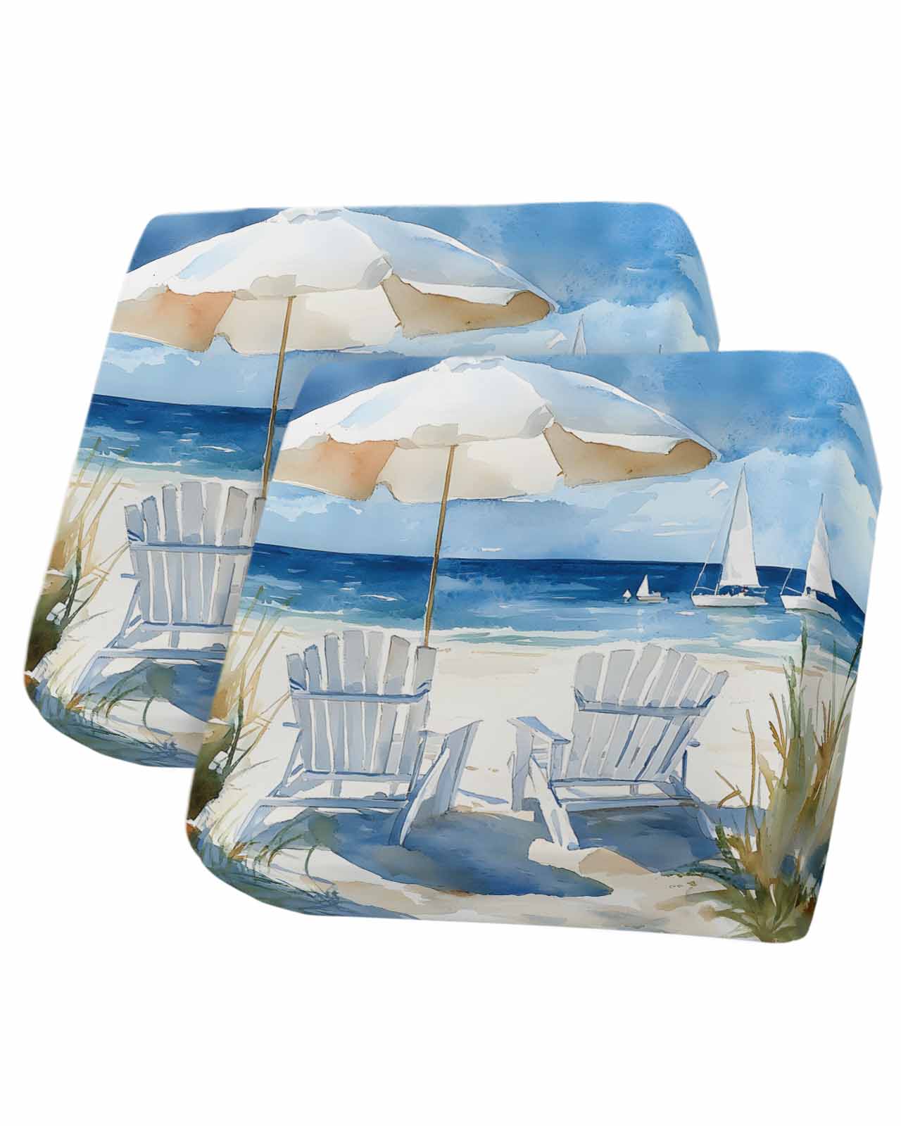 Coastal Sea Wave Blue Sofa Couch Cushion Covers Washable, Removable ...