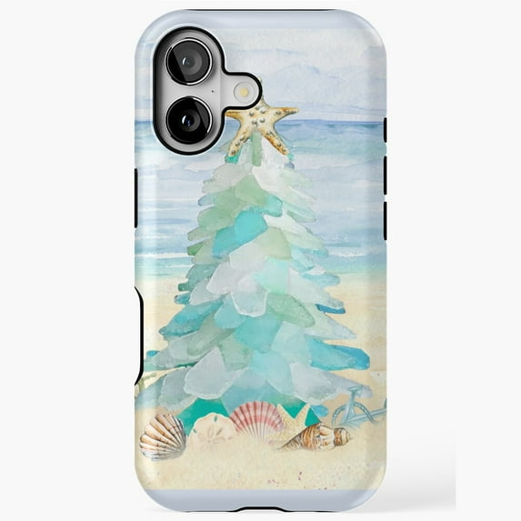 Coastal Seaglass Holiday Tree Beachy Ocean Vibes Phone Case 17 16 15 14 ...