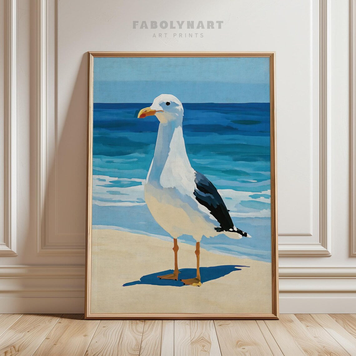 Coastal Seagull Modern Ocean Bird Beach House Decor, Stretched Canvas ...