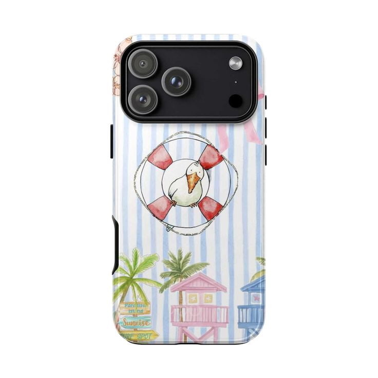 Coastal Seagull Phone Case, Pink Bow Life Ring Striped iPhone Cover ...