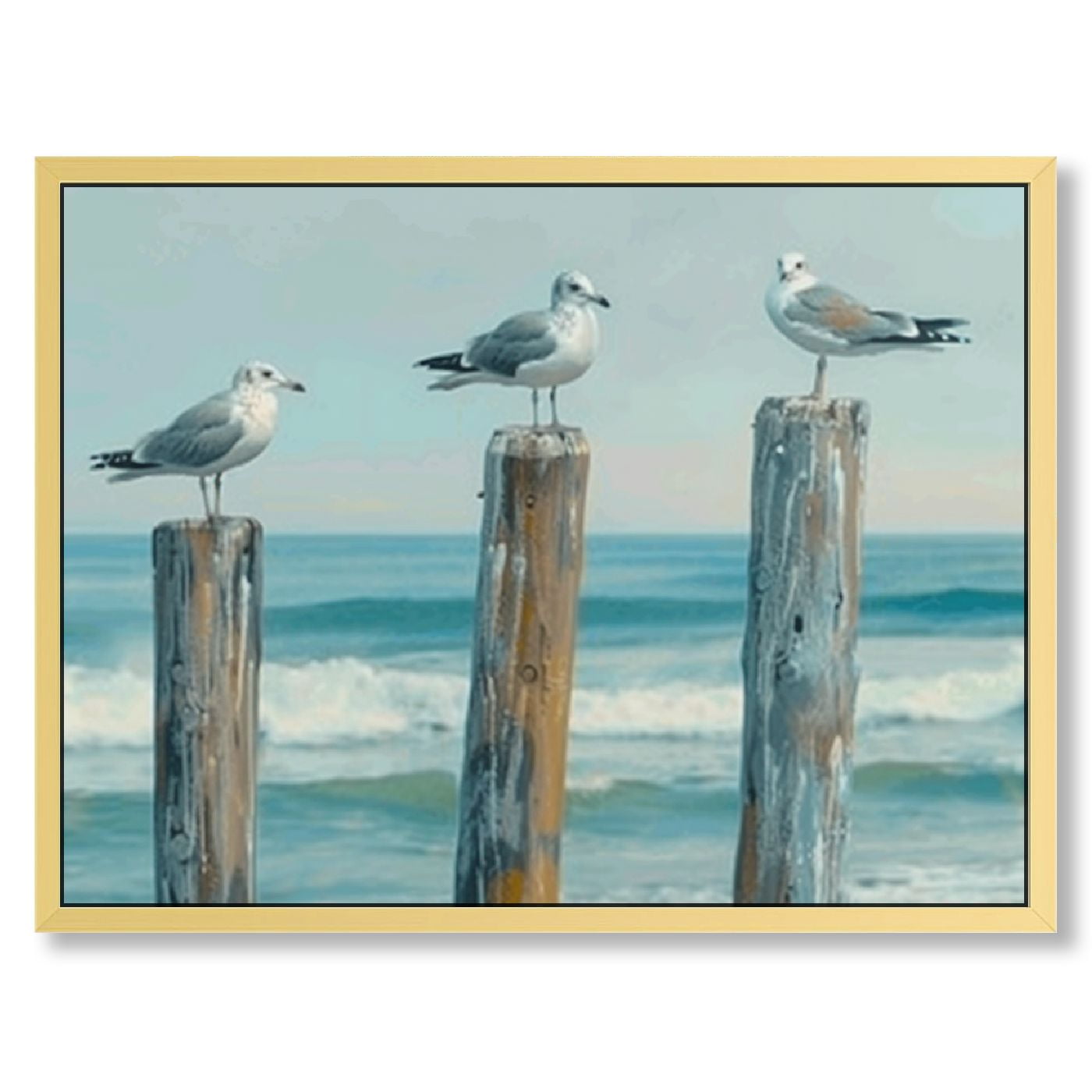 Coastal Seagull Poster Decor- Seabird Canvas Beach wall art, Lake and ...