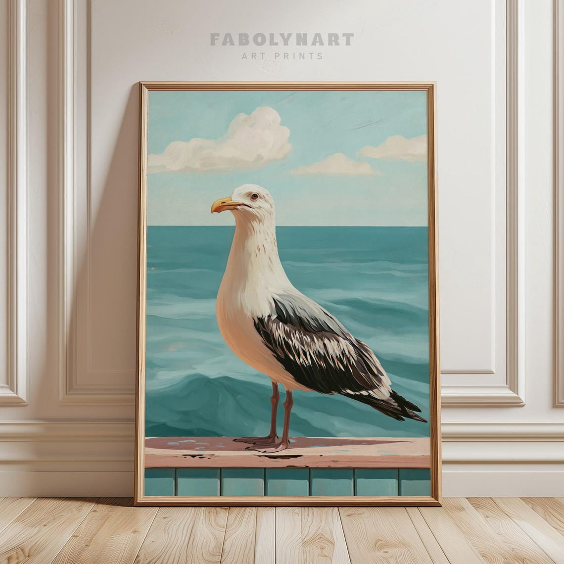 Coastal Seagull Wall Art Ocean Bird Modern Beach House Decor, Unframed ...