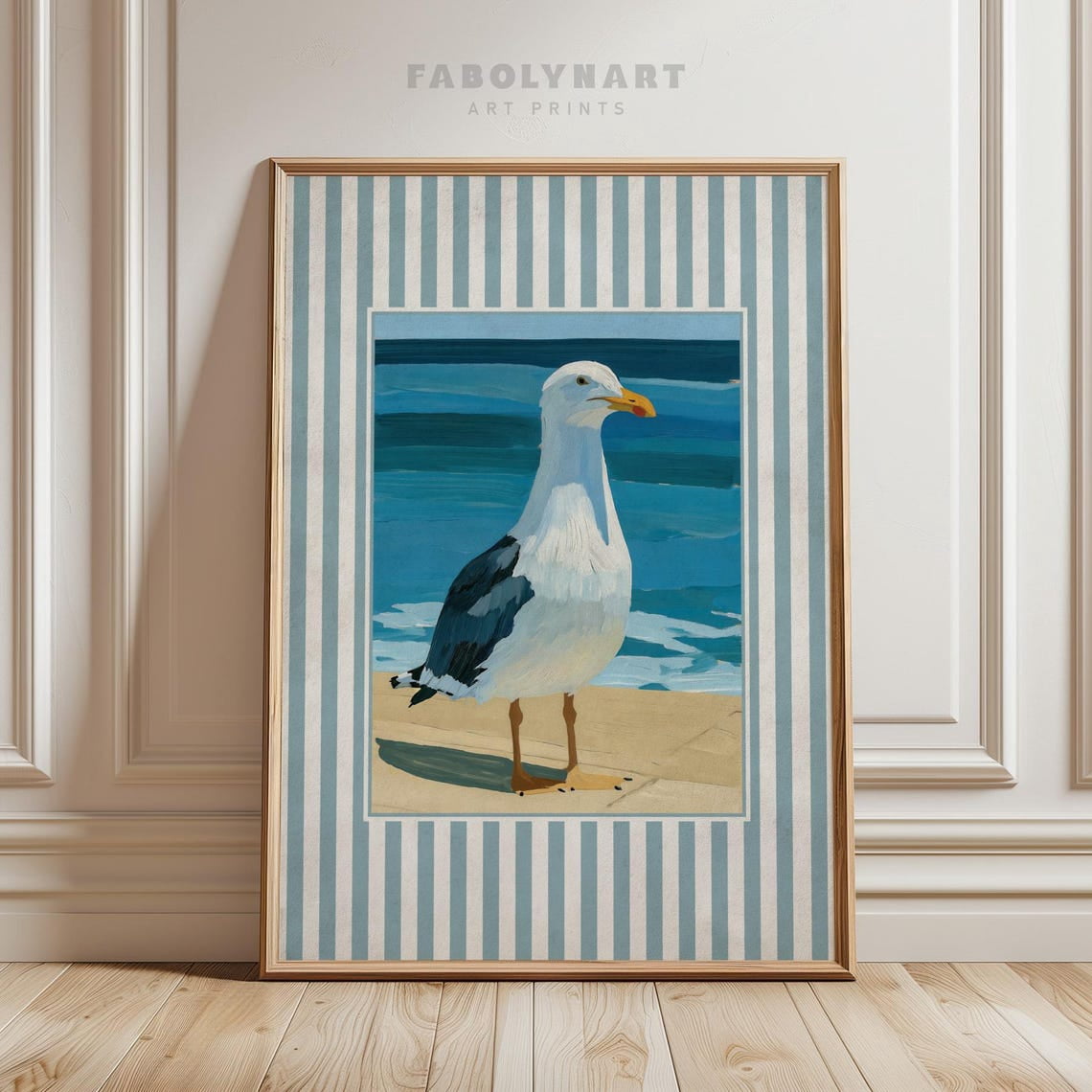 Coastal Seagull Wall Art Print, Nautical Beach House Decor, Ocean Bird ...