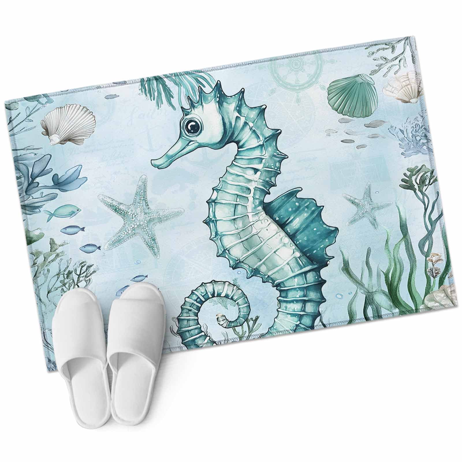 Coastal Seahorse Large Area Rugs for Bedroom Living Room, Non Slip ...