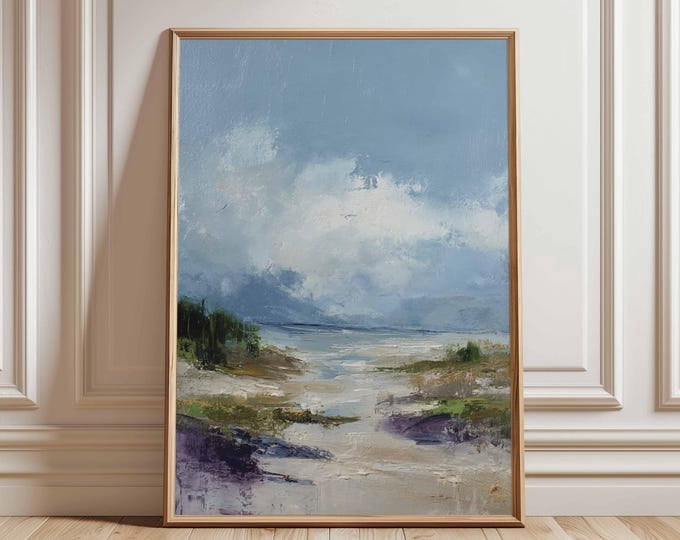 Coastal Seascape Textured Ocean Stormy Sea Beach Landscape Wall Art ...