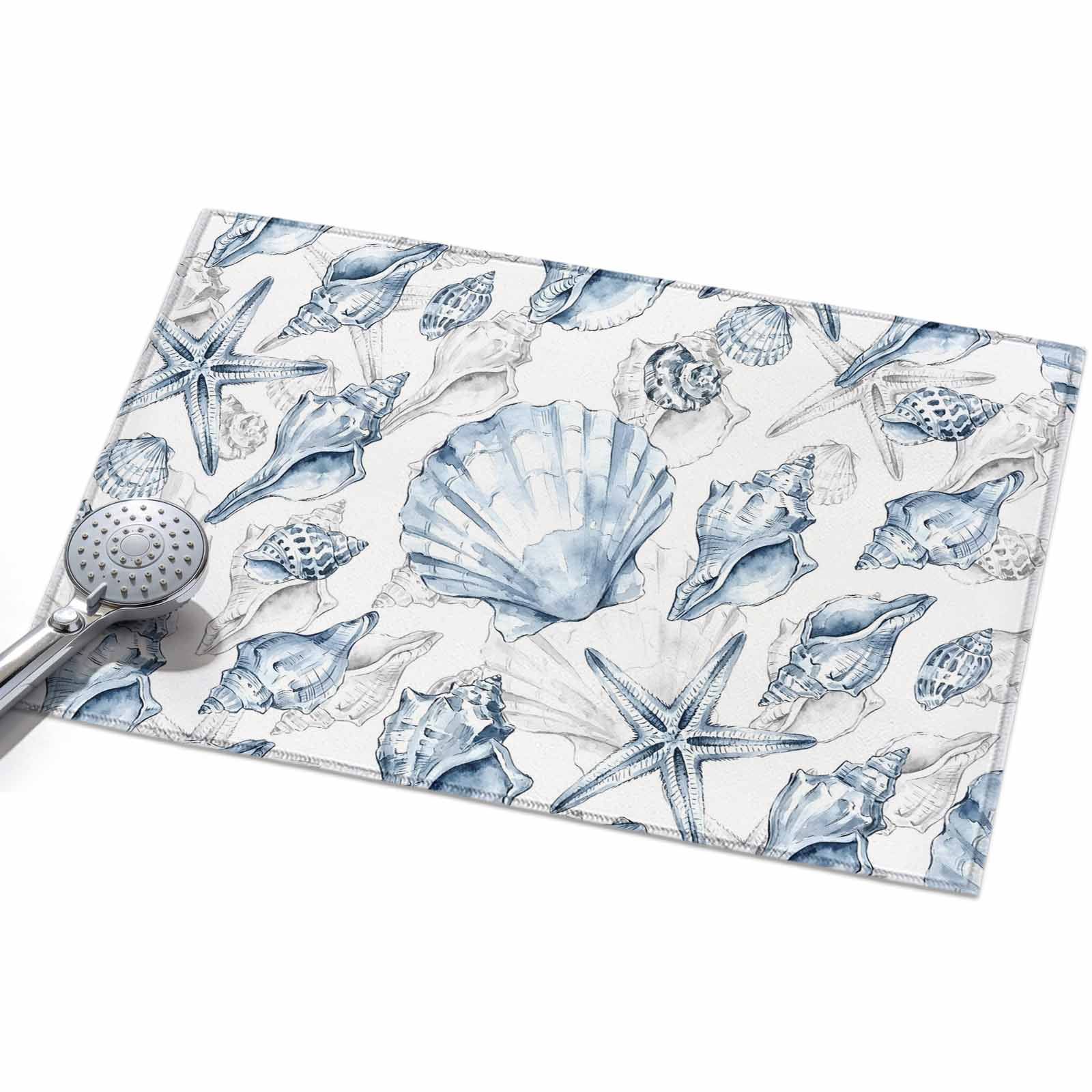 Coastal Seashell Area Rugs 2x3ft Summer Nautical Blue Shell Starfish ...