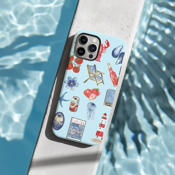 Coastal Seashell Blue Ocean Summer Phone Case with iPhone 17 to 11 Pro ...