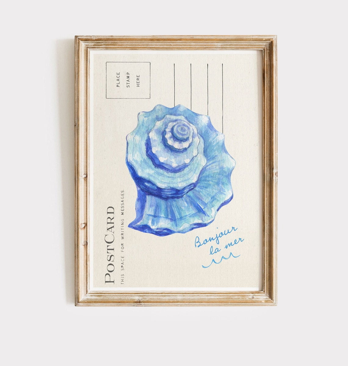 Coastal Seashell Blue Wall Art Print Beach Preppy Girls Dorm, Stretched ...