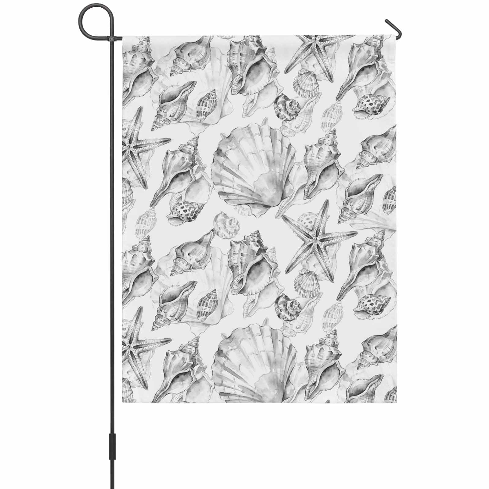 Coastal Seashell Garden Flag 12 x 18 Inches, Summer Nautical Gray Shell ...
