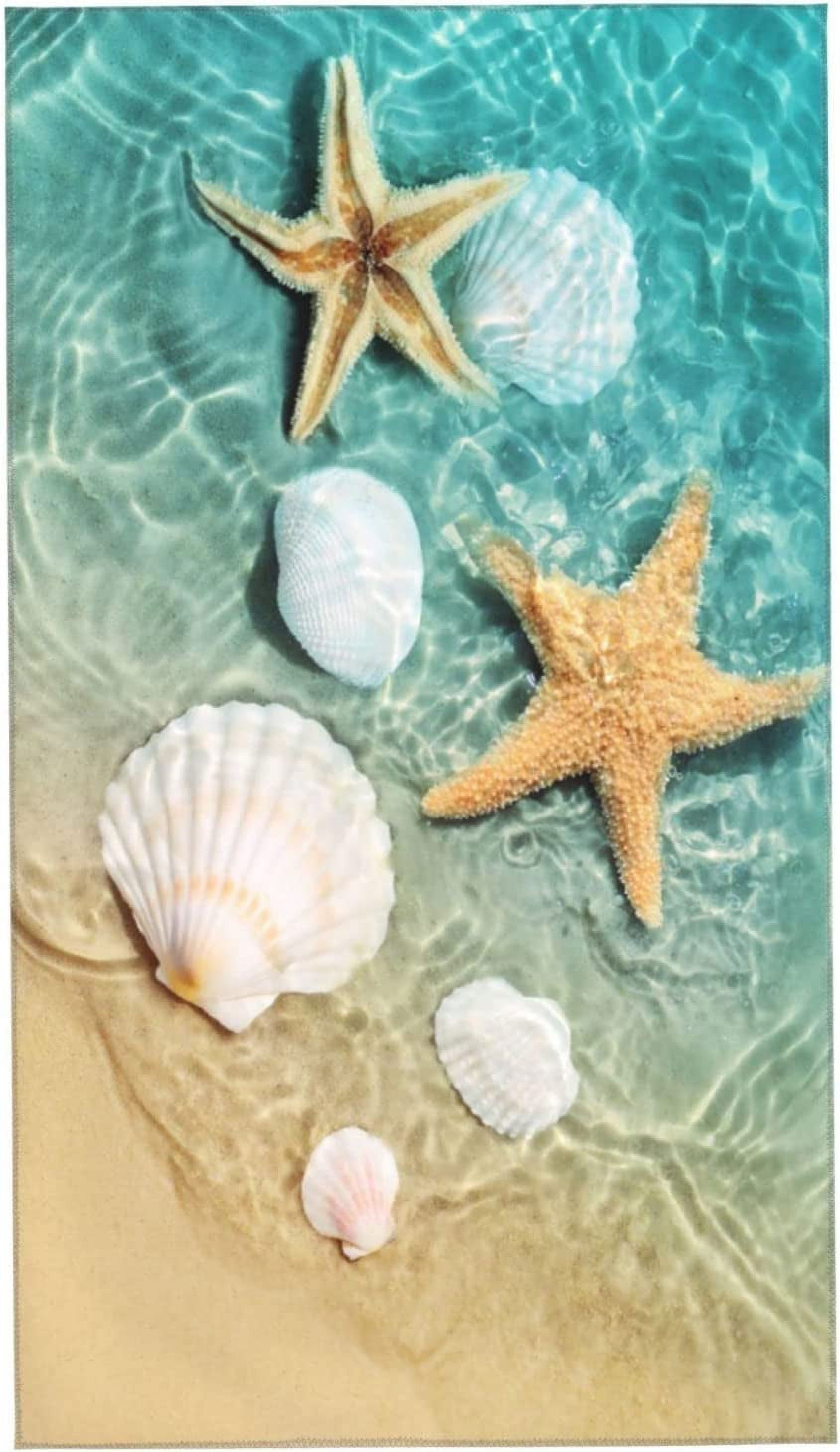 Coastal Seashell Hand Towels for Bathroom Set of 2,Blue Ocean Beach ...