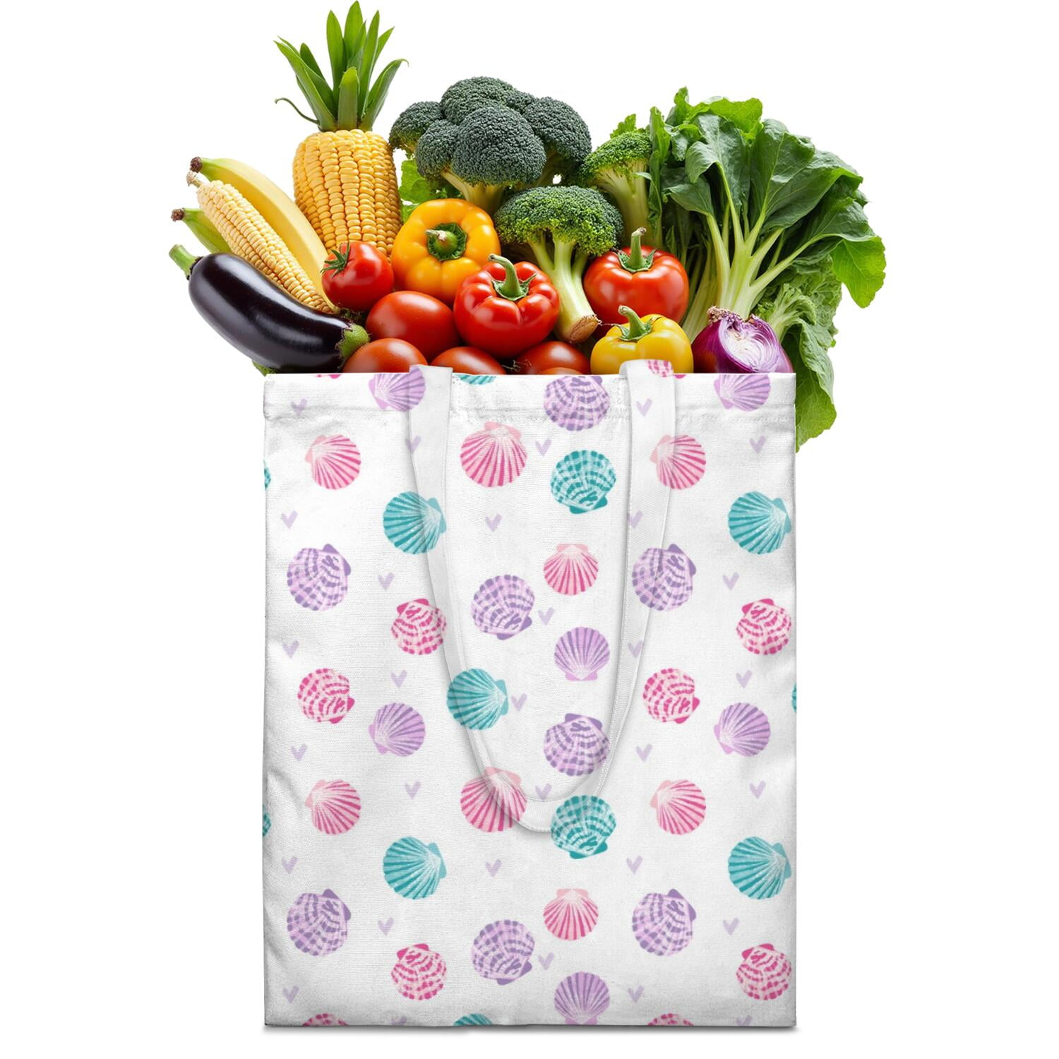 Coastal Seashell Reusable Shopping Bag - Washable & Durable Tote with ...