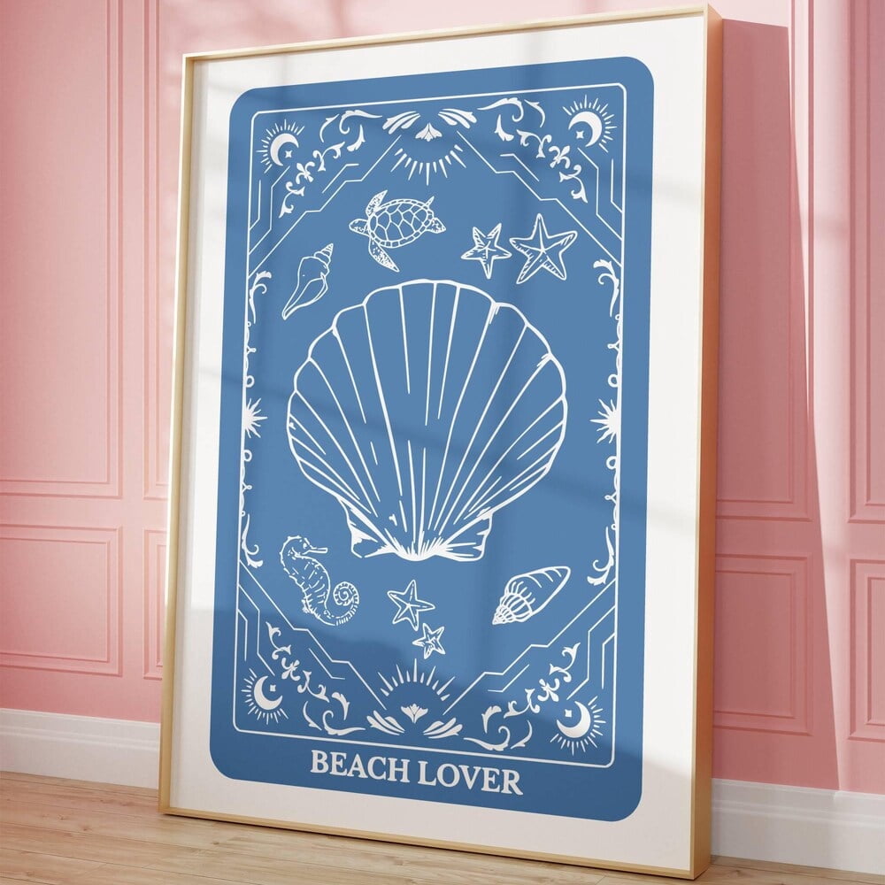 Coastal Seashell Vintage Beach Preppy Girls Dorm Wall Art, Stretched ...