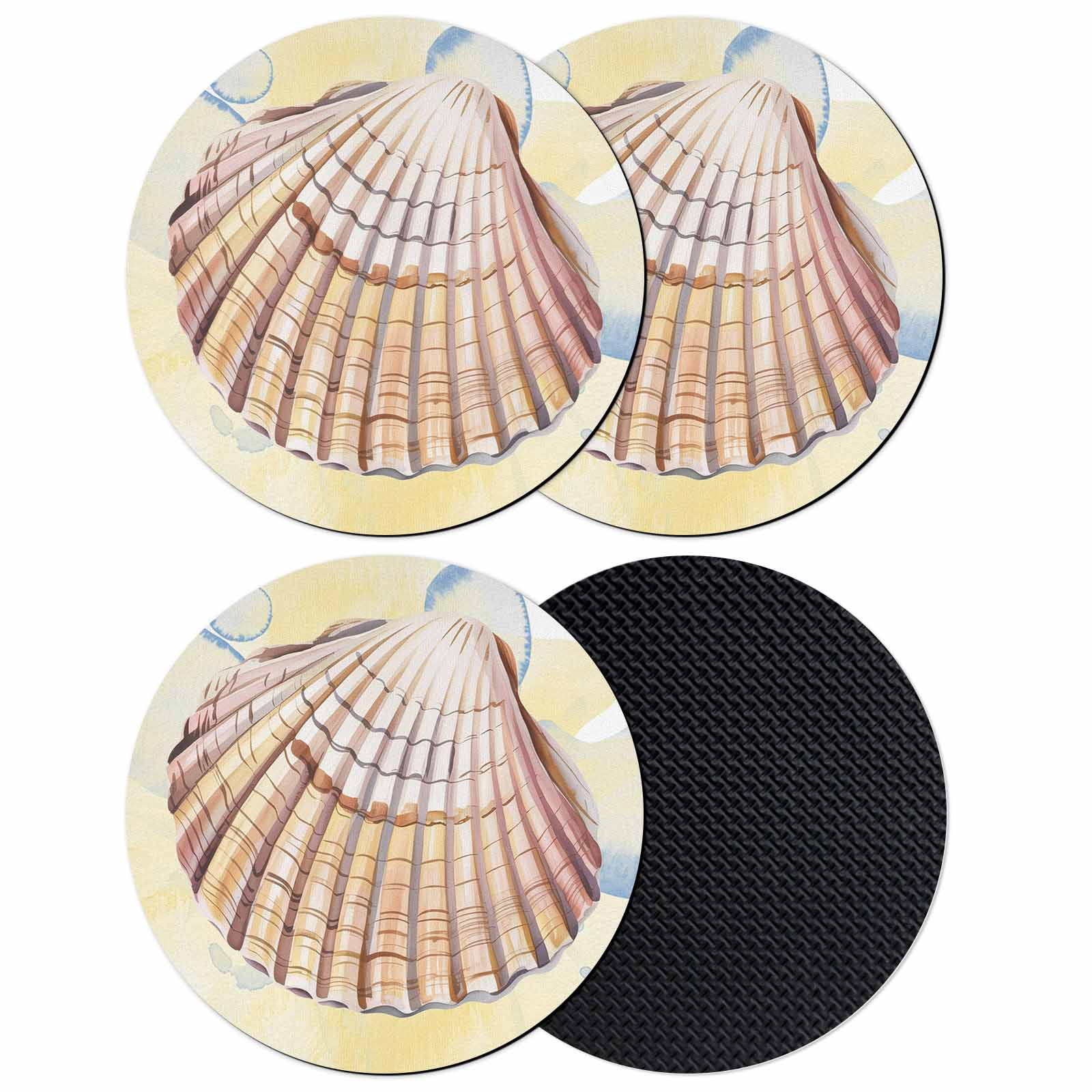 Coastal Seashells Coasters Set of 4, Absorbent Coasters for Drinks ...
