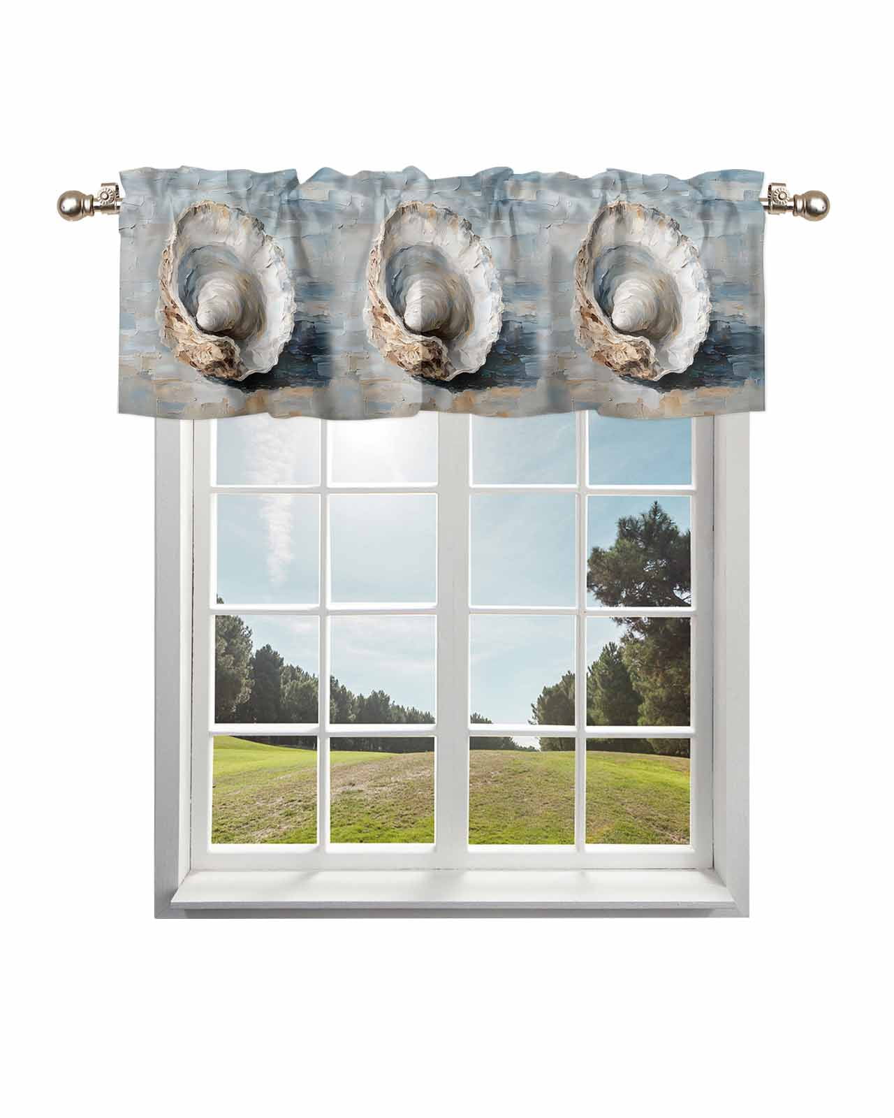 Coastal Seashells Curtain Valance for Windows/Living Room/Kitchen ...