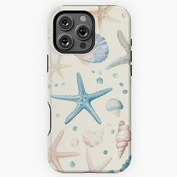 Coastal Seashells Pastel Colors iPhone Tough Case 17 through 11 Pro Max ...