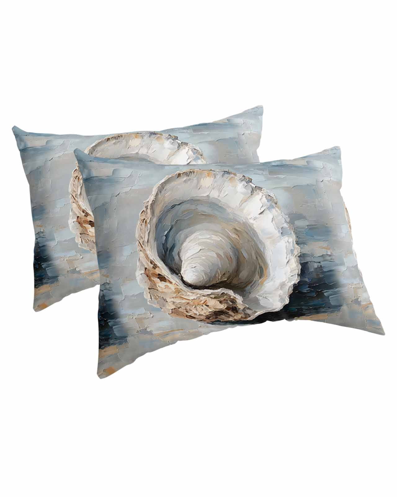 Coastal Seashells Pillow Covers Standard Size 2 Pack, Rustic Nautical ...