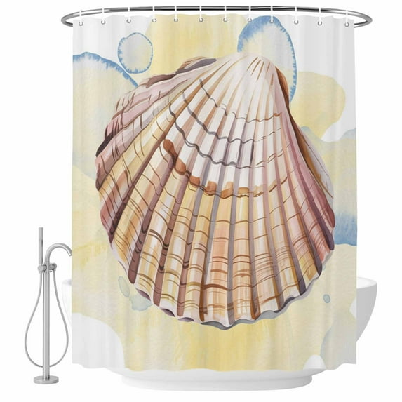 Coastal Seashells Shower Curtain Set - Standard 72" x 72" Washable ...