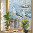 Coastal Seaside Seagull Retro Sailboat Window Privacy Film, Rainbow ...