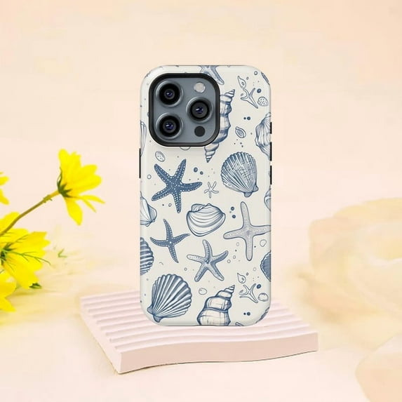 Coastal Shell Beach Pattern Phone Case for iPhone 17 16 15 14 13 12 11 ...