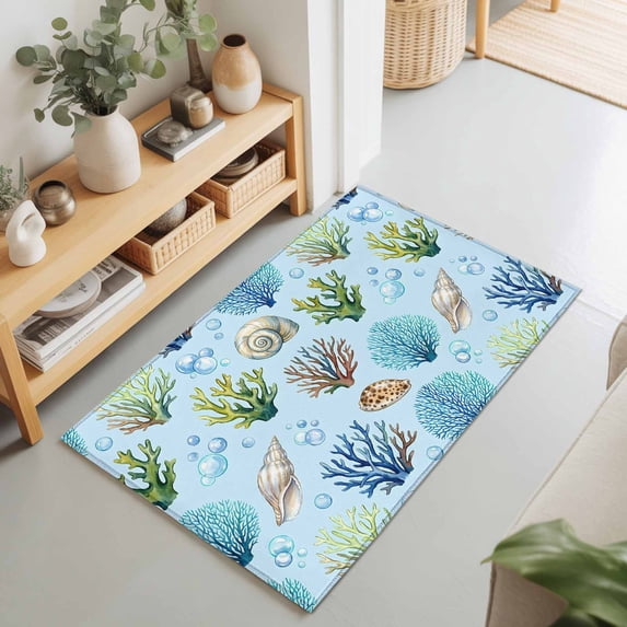 Coastal Shell Coral Bubble Rectangle Area Rug 2x3ft,Living Room Rug Non ...
