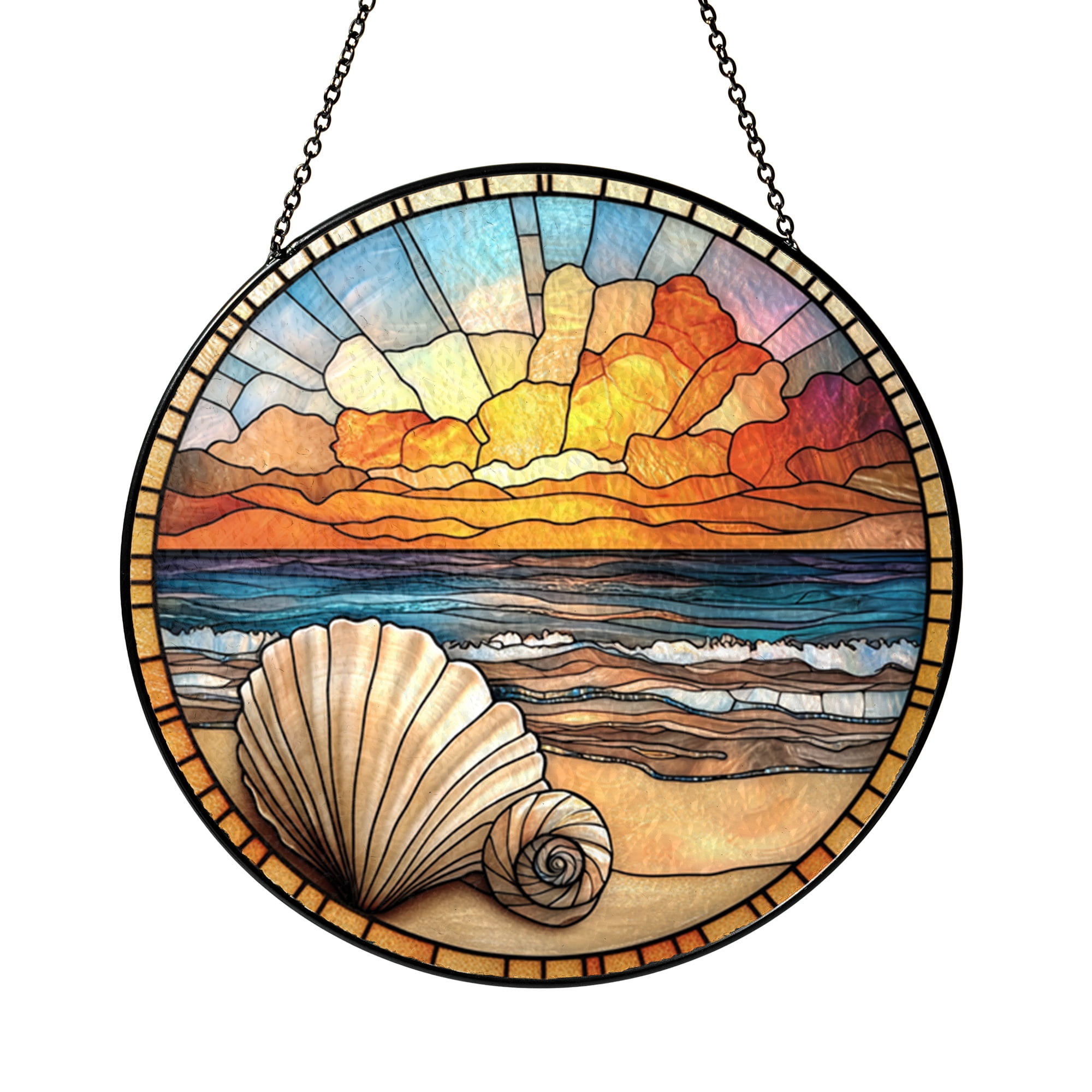 Coastal Shell Glass Suncatcher – Sunset Window Art - Walmart.com