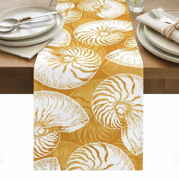 Coastal Shell Orange Table Runner Summer Ocean Shell Beach Tablerunners ...
