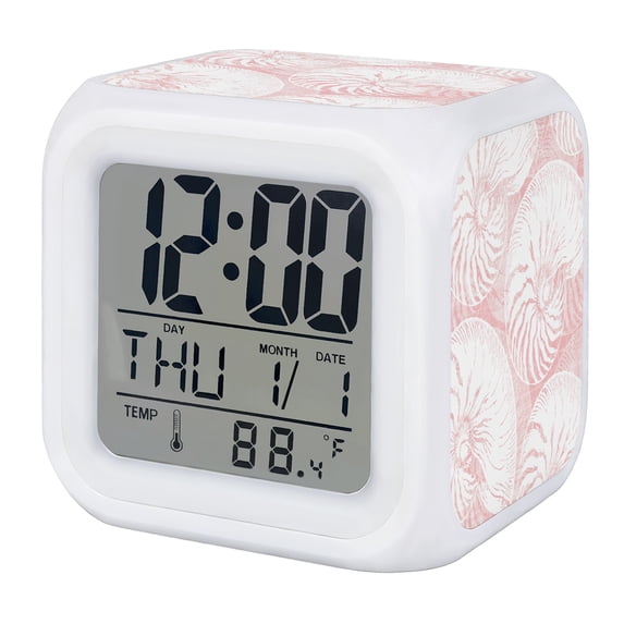 Coastal Shell Pink Digital Alarm Clock for Bedrooms, Smart LED Alarm ...
